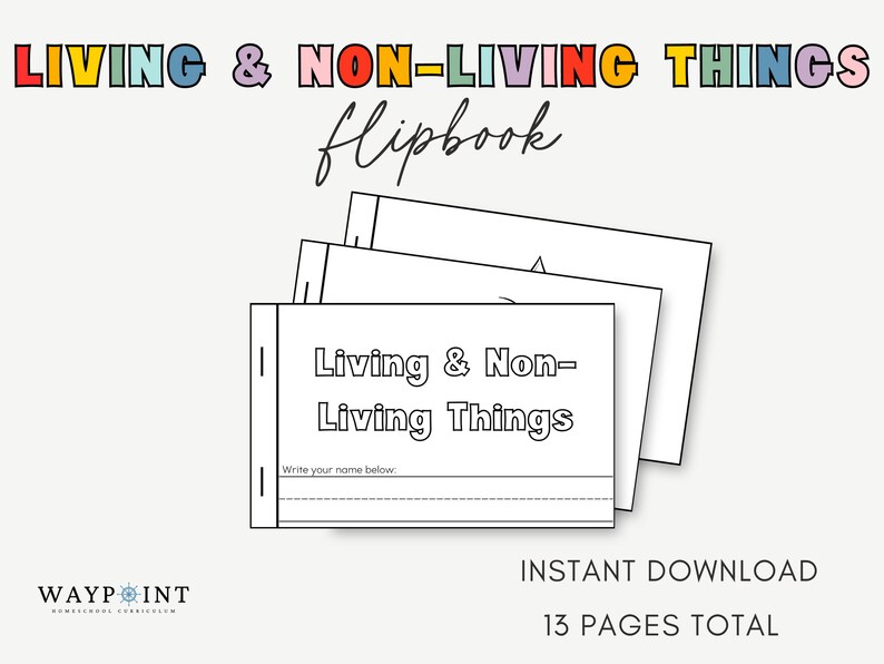 Living Vs Non-living Things Flipbook Biology Color Learning Booklet ...