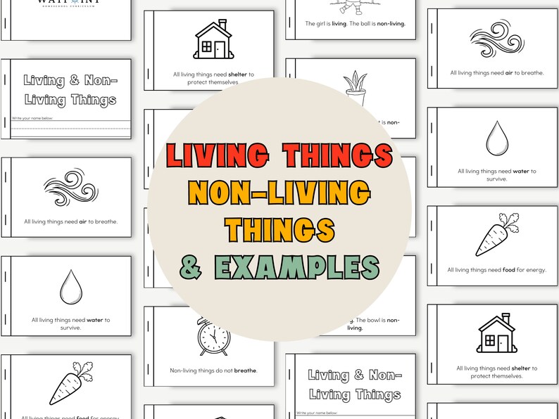 Living Vs Non-living Things Flipbook Biology Color Learning Booklet ...