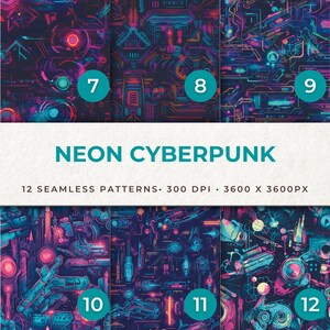 Step Into the Futuristic World of Neon Cyberpunk With 12 Seamless ...