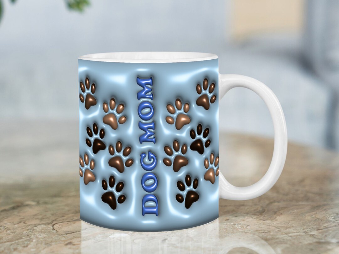 3D Puff Dog Paw Print Mug Wrap - Perfect Gift for Dog Moms - Digital ...
