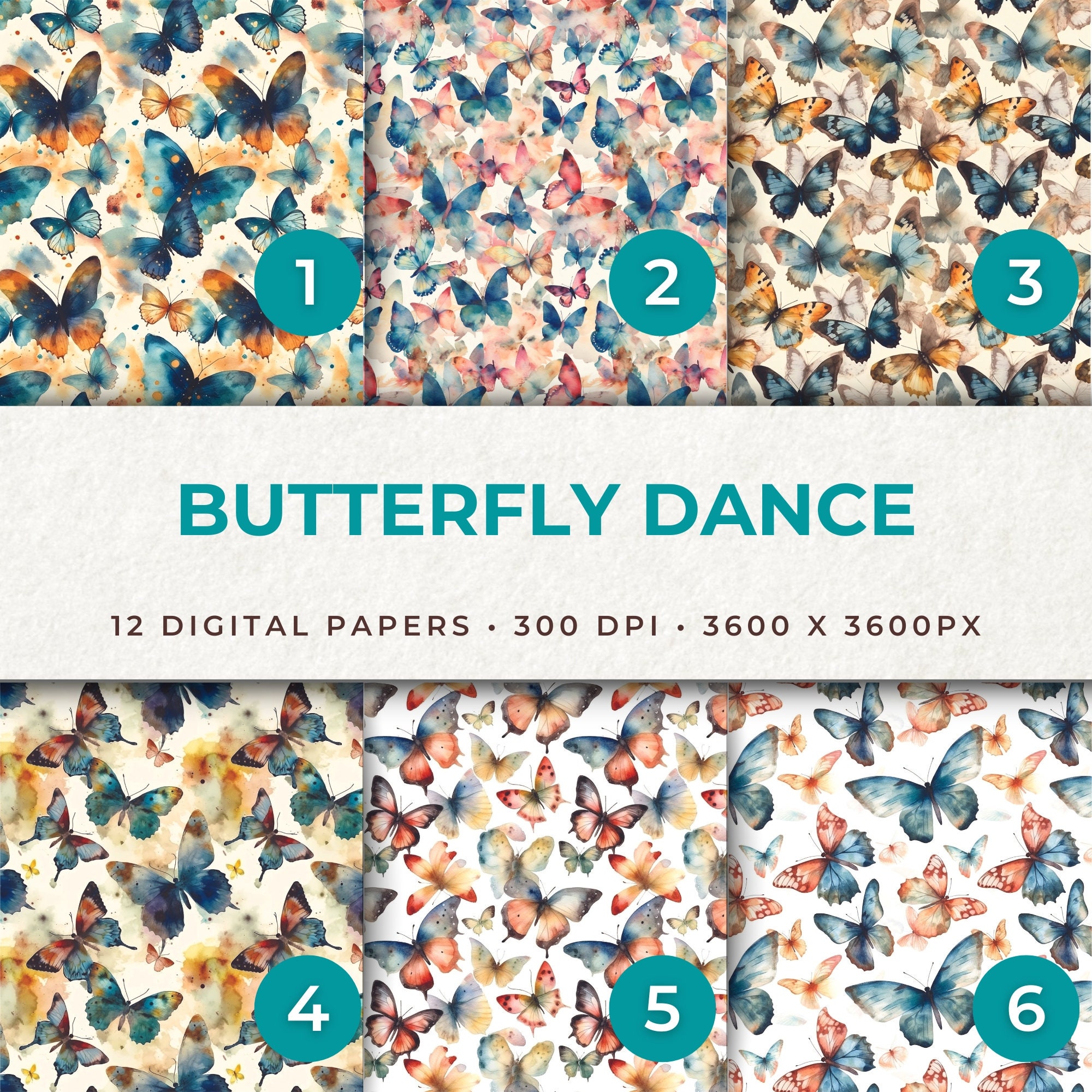Butterfly Watercolor Digital Papers - Perfect for Whimsical Crafts ...
