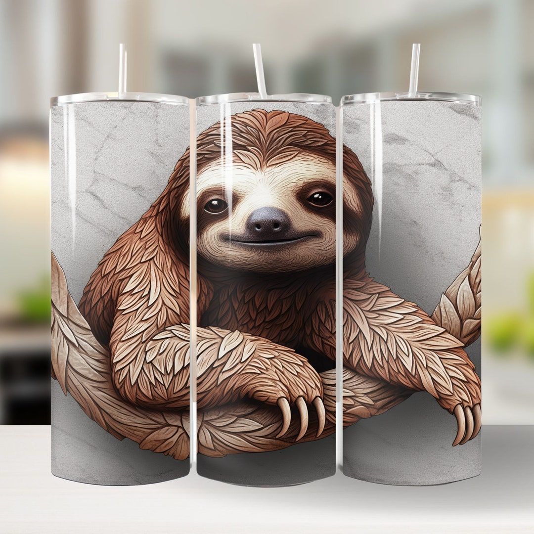 3D Engraved Wood Sloth Tumbler Wrap Designs | Straight and Tapered ...