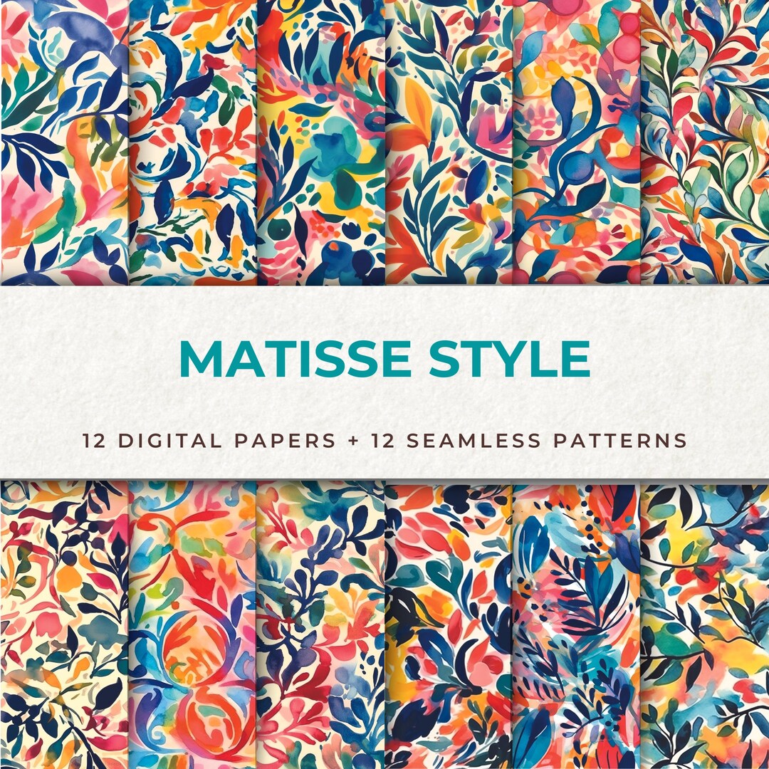 Matisse Style Digital Papers - 12 Seamless Patterns for Creative ...
