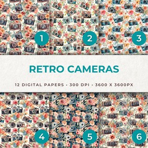 Retro Cameras Digital Paper Pack Vintage Camera Pattern for ...