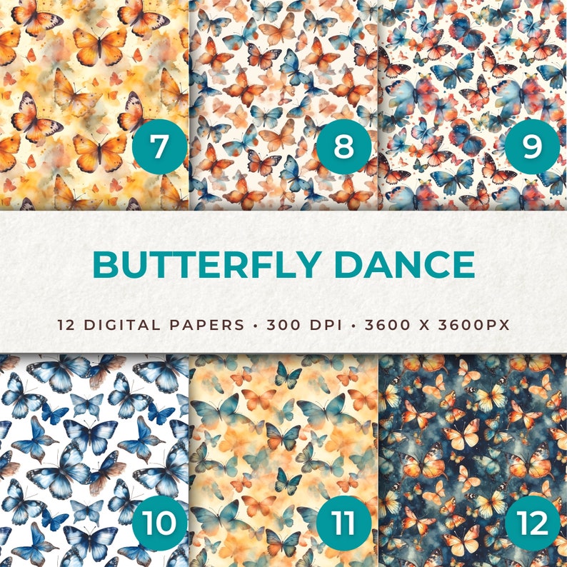 Butterfly Watercolor Digital Papers Perfect for Whimsical Crafts ...