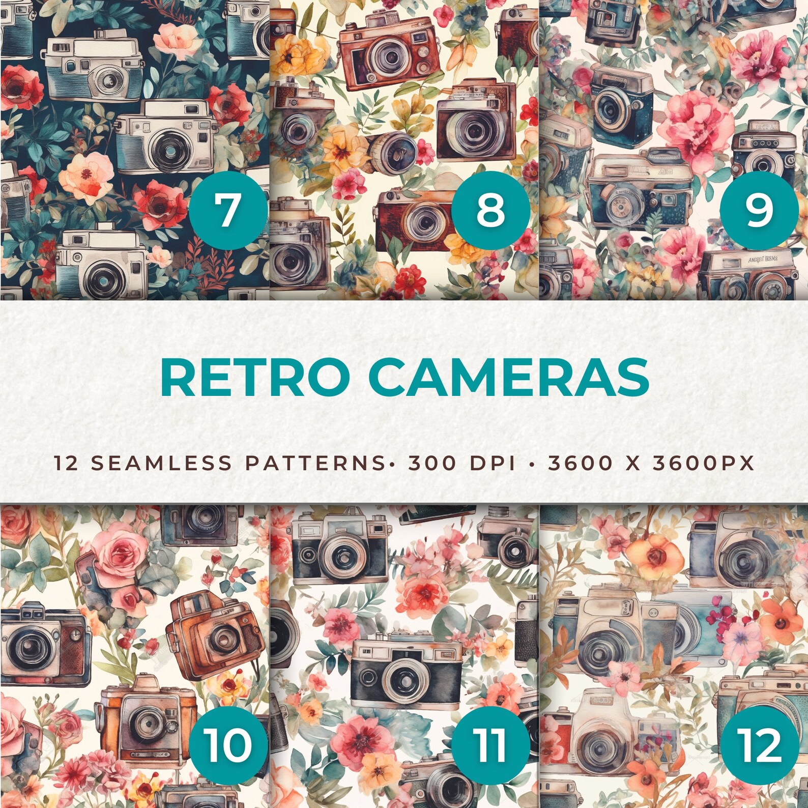 Retro Cameras Digital Paper Pack Vintage Camera Pattern for ...