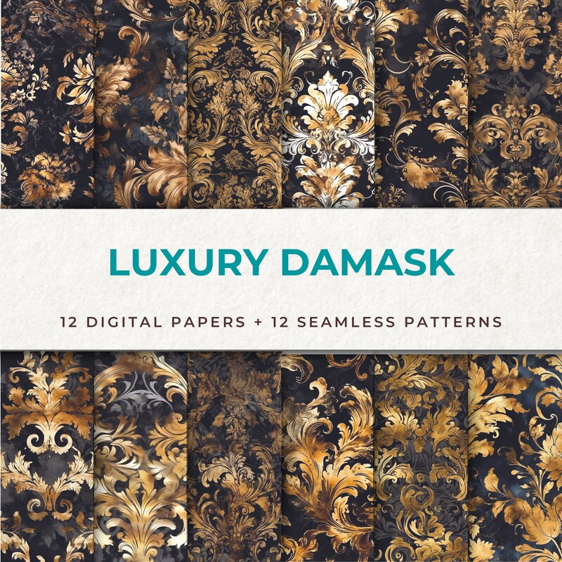 Damask Digital Papers - Etsy