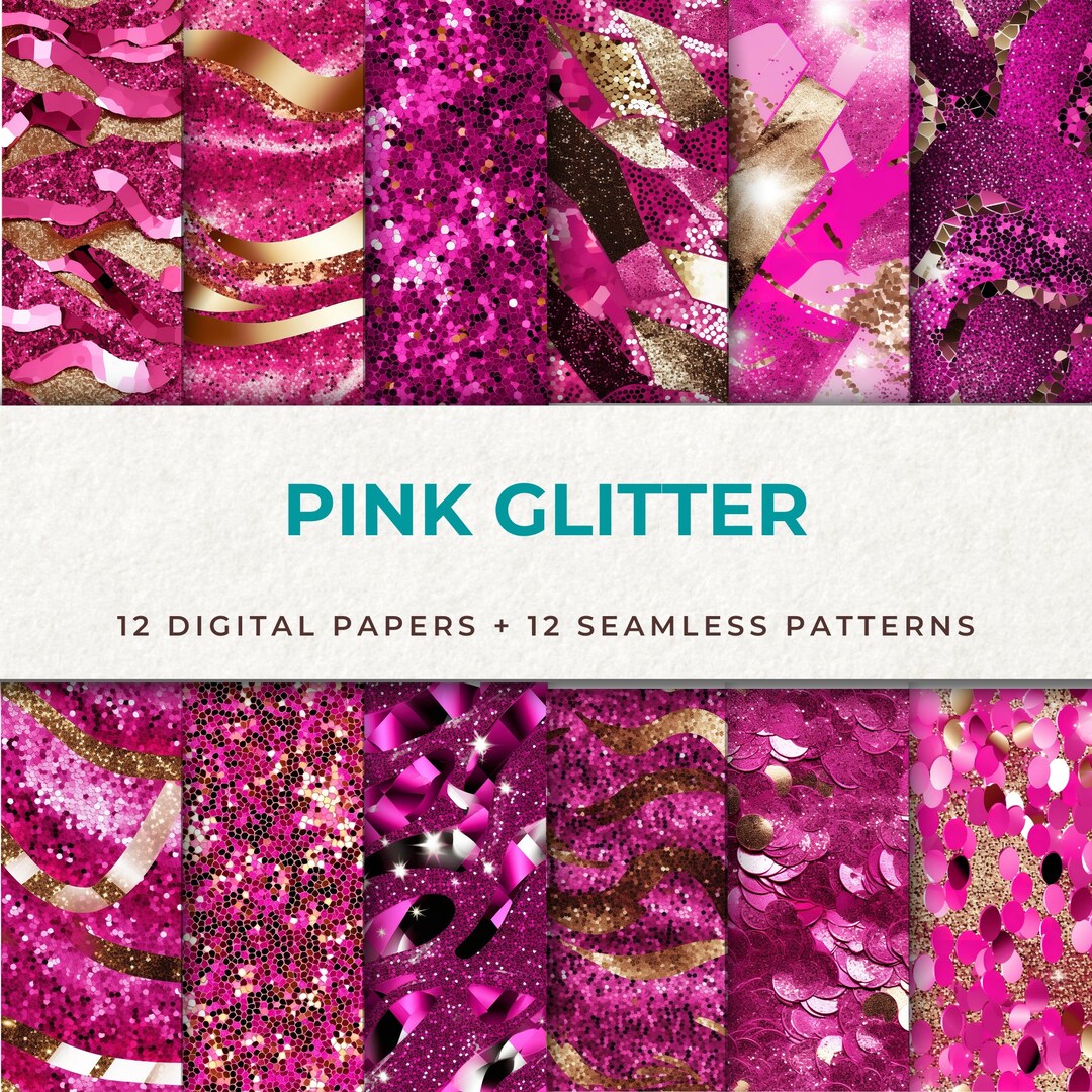 Pink Glitter Background Digital Papers - 12 Sparkling Seamless Patterns ...