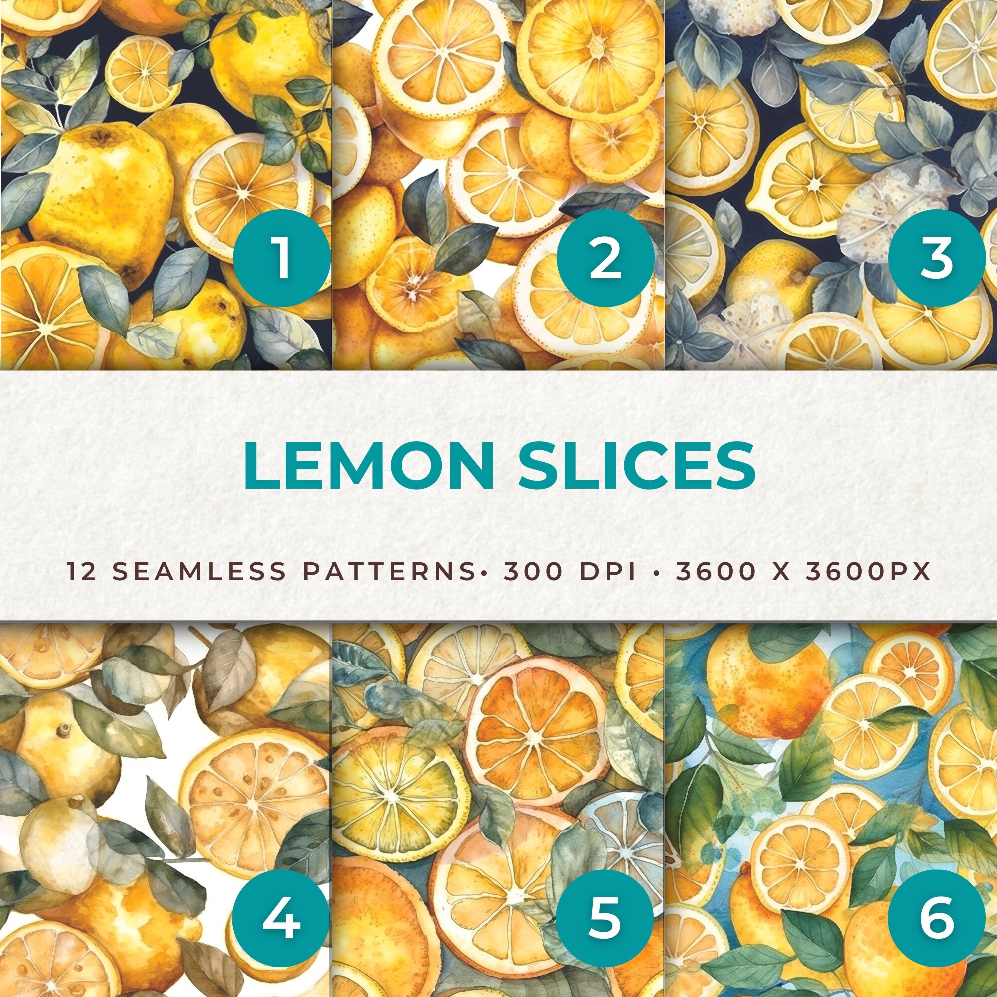 Brighten up Your Designs With Lemon Slices Digital Papers - Set of 12 ...