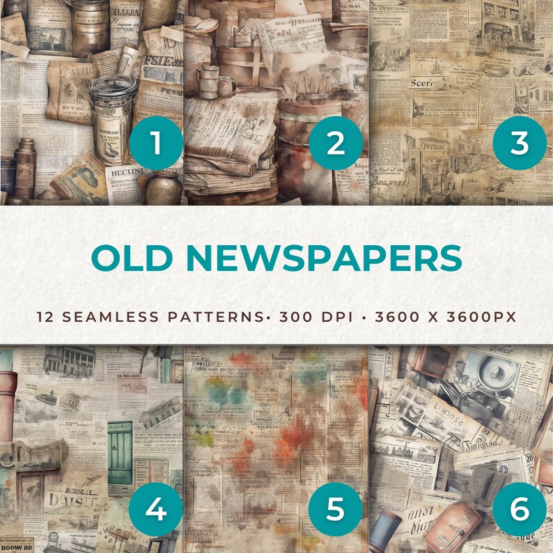 12 Digital Papers With Old Newspaper Seamless Pattern - Add a Vintage ...