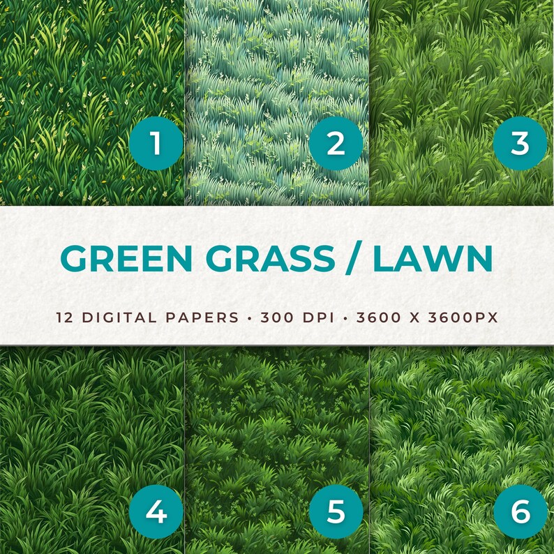 Green Grass Lawn Seamless Digital Paper 12''x12'' | Summer Lawn ...