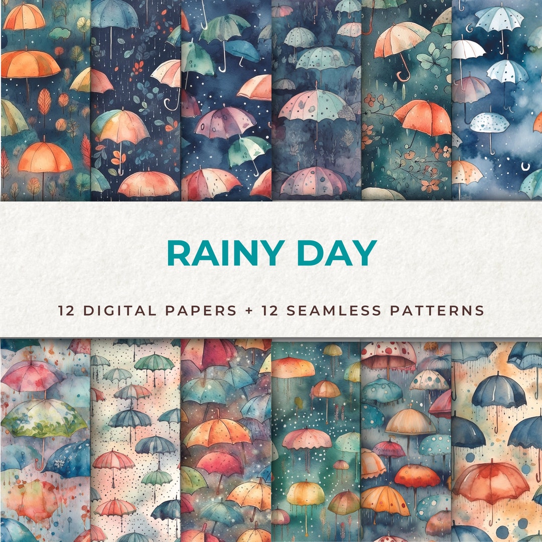 12 Digital Papers With Cute Umbrella Seamless Pattern - Perfect for ...