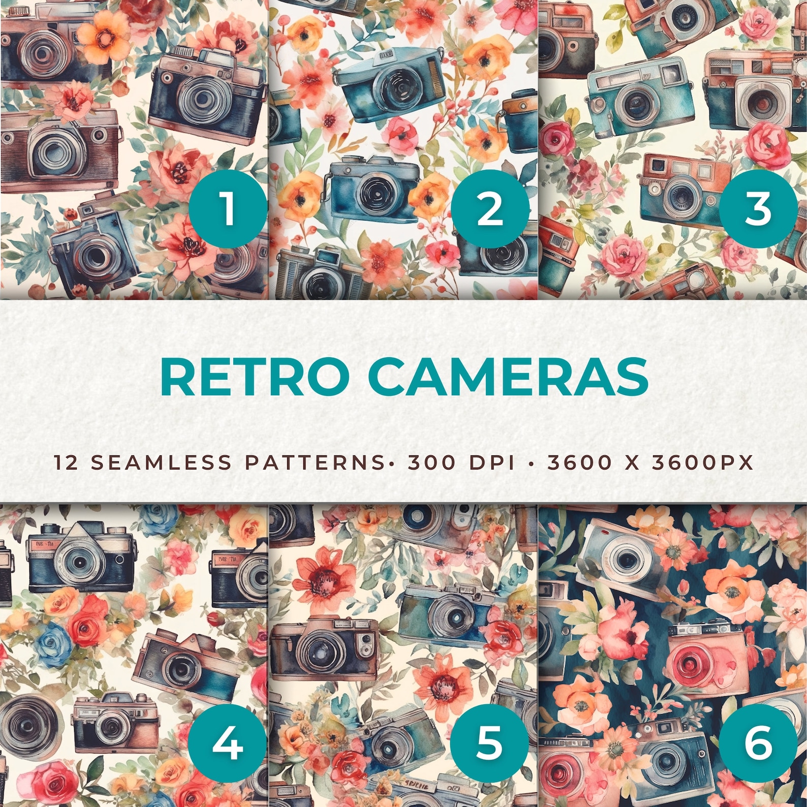 Retro Cameras Digital Paper Pack Vintage Camera Pattern for ...