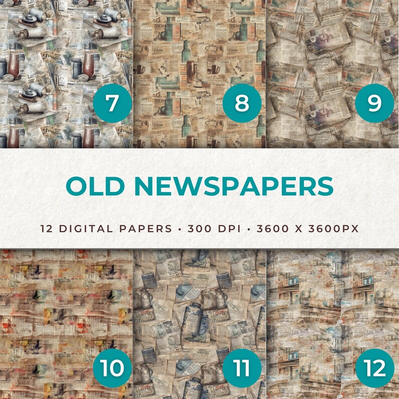 12 Digital Papers With Old Newspaper Seamless Pattern - Add a Vintage ...