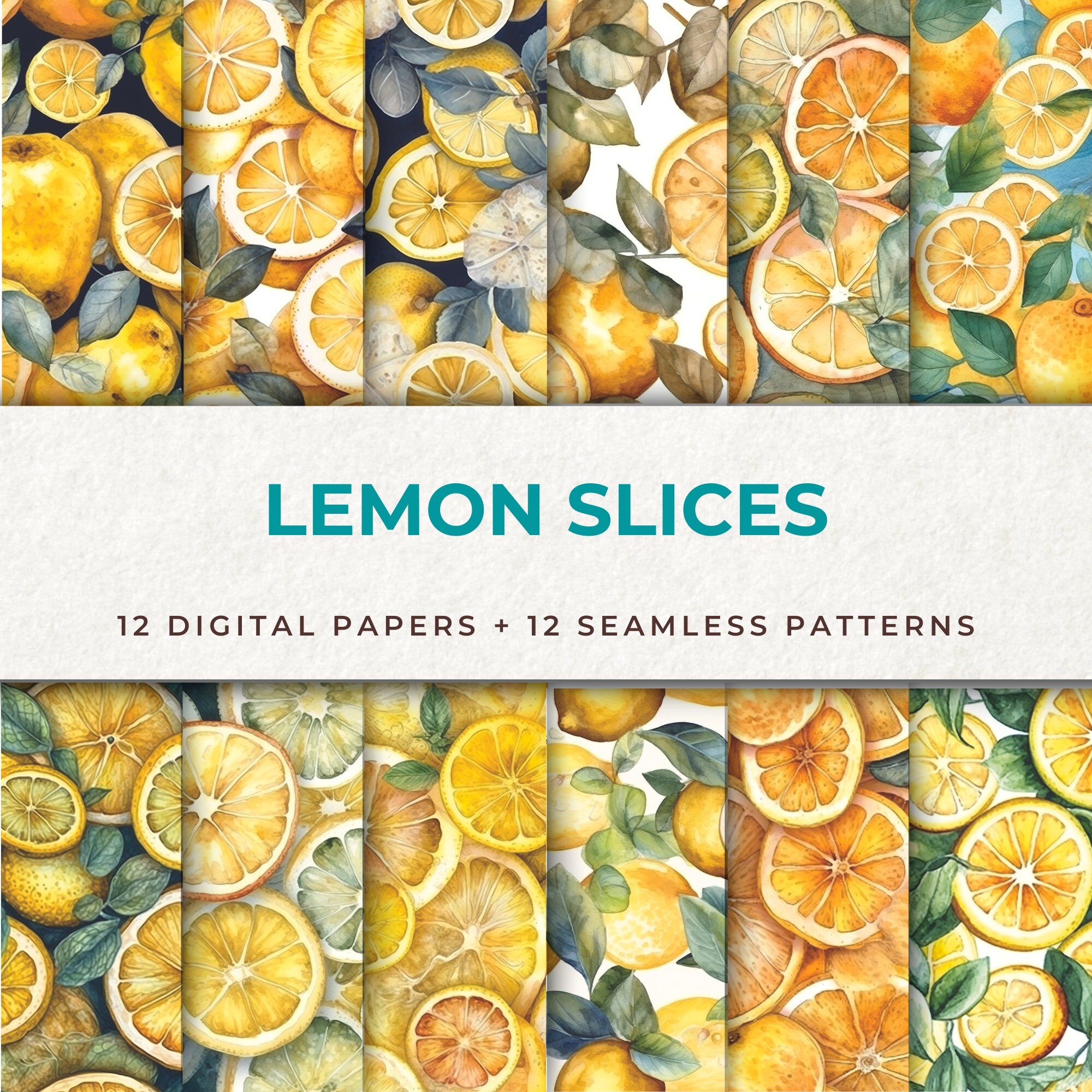 Brighten up Your Designs With Lemon Slices Digital Papers - Set of 12 ...