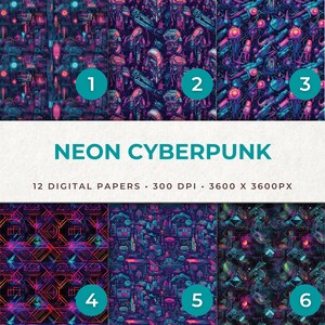 Step Into the Futuristic World of Neon Cyberpunk With 12 Seamless ...