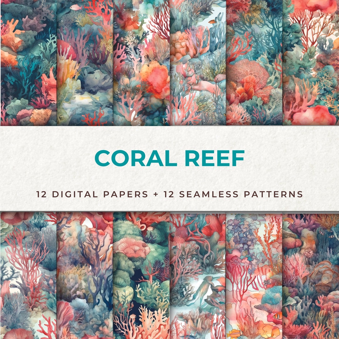 Coral Reef Dreams: 12 Digital Papers With Stunning Underwater Patterns ...