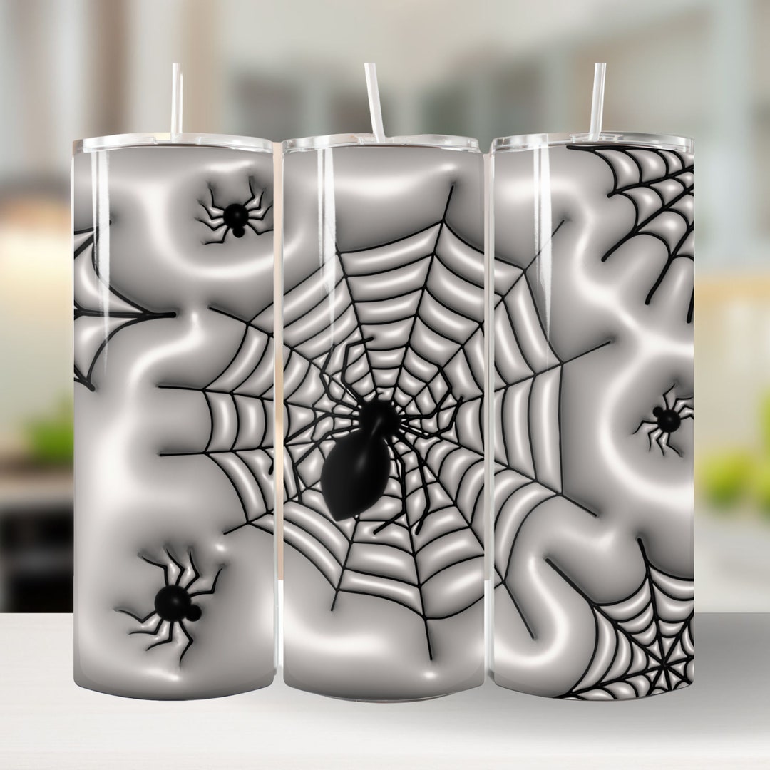 3D Cobweb and Spider Puff Bubble Inflated 20 Oz, 30 Oz Straight and ...