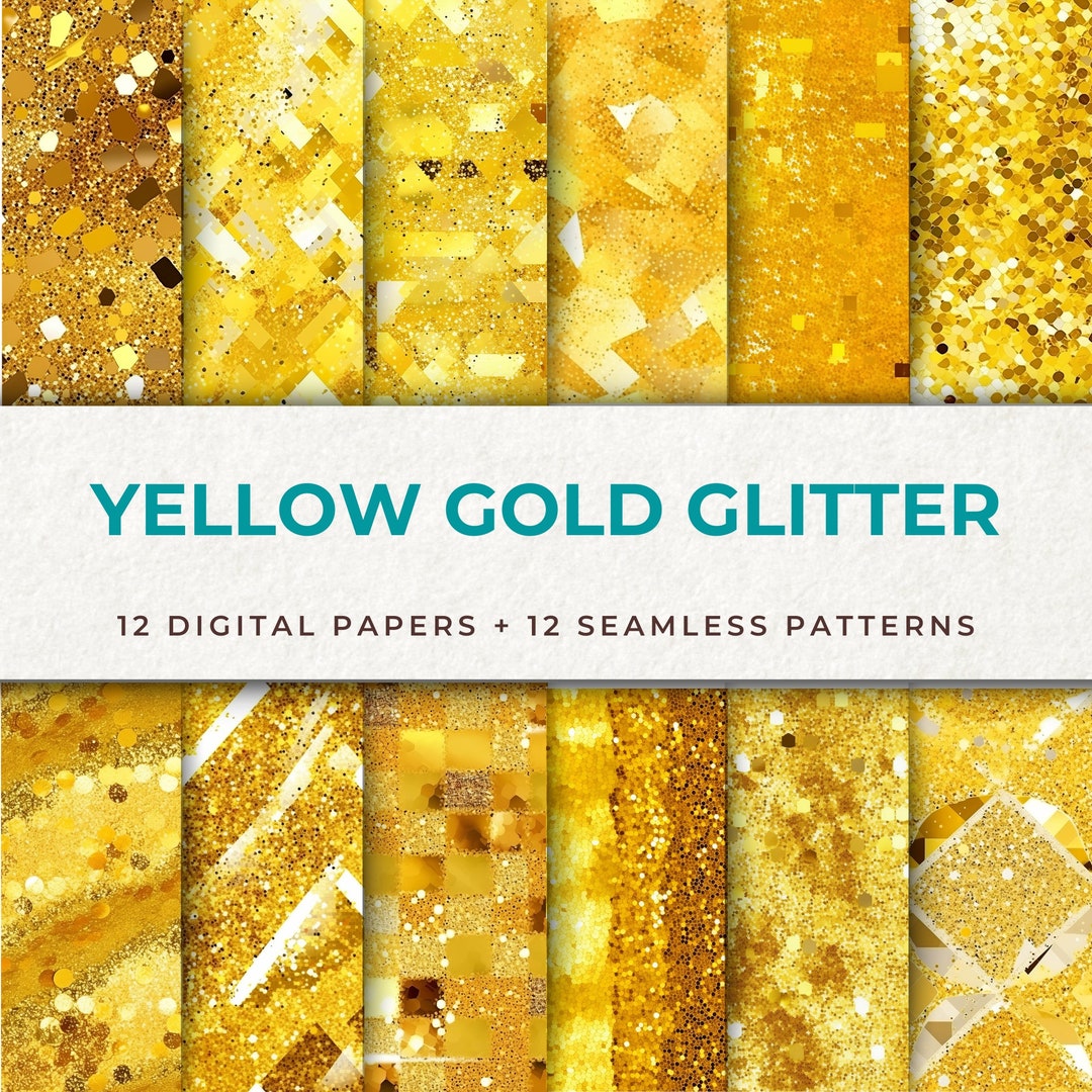 Yellow Gold Glitter Background Digital Papers - 12 Sparkling Seamless ...
