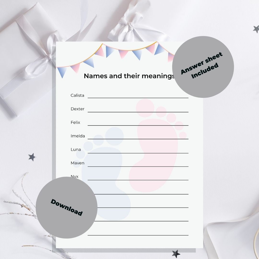 Baby Shower Game Names and Their Meanings Instant Download Modern Baby ...