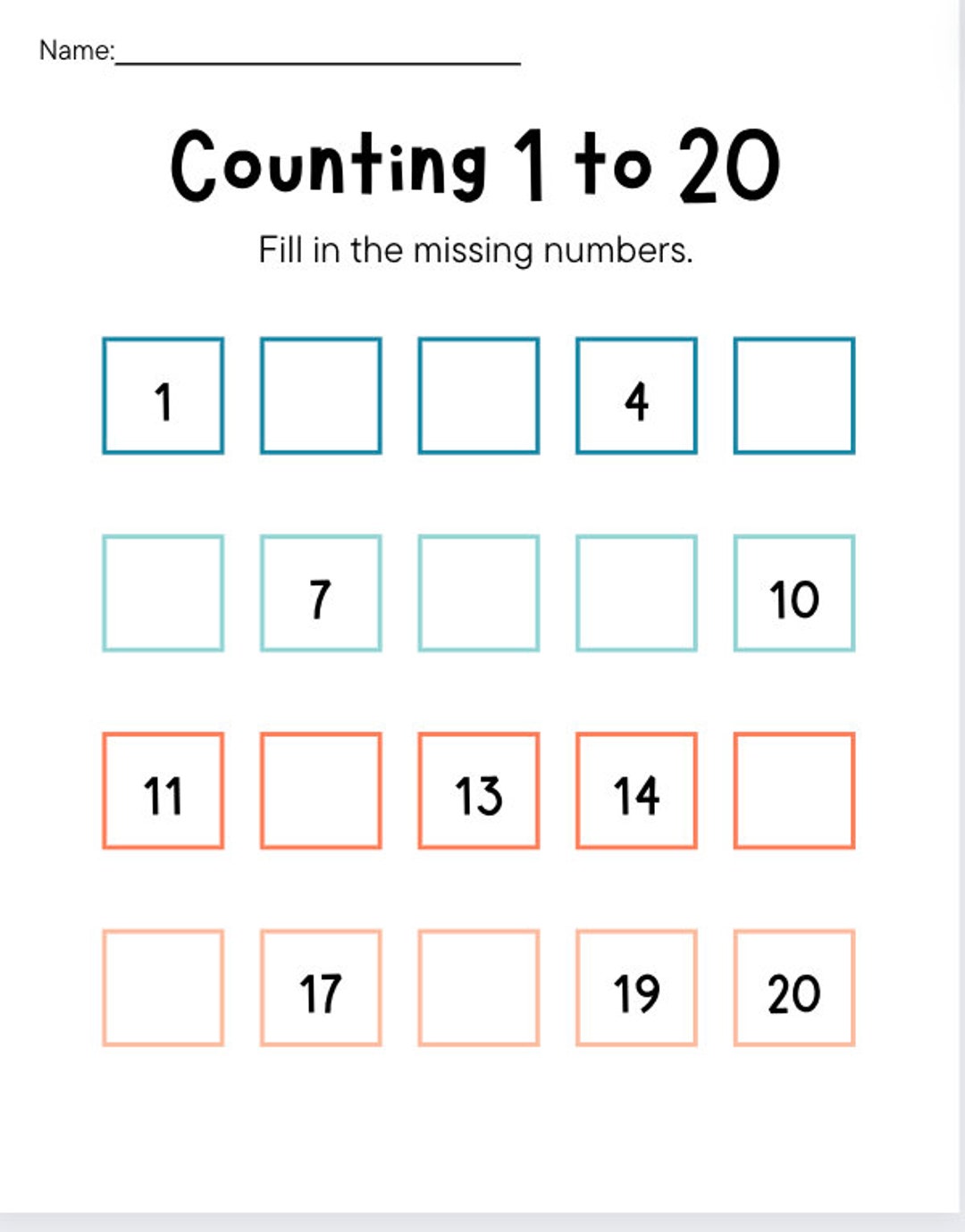 Kindergarten Counting Chart - Etsy