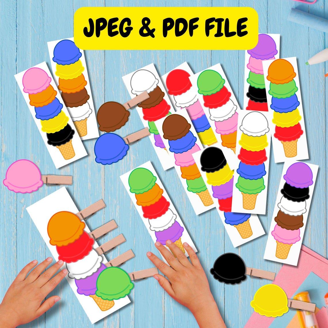 Ice Cream Color Sorting Peg Game | Color Matching & Sorting Activity ...
