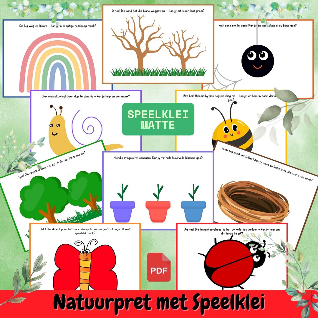 Nature Playdough Mats: Fine Motor Skills Activity (digital PDF Download ...