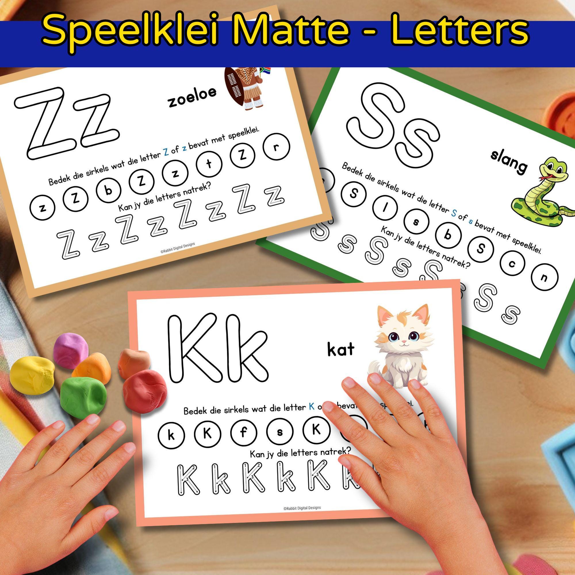Afrikaans ABC & Number Playdough Mats: Printable Toddler Learning ...