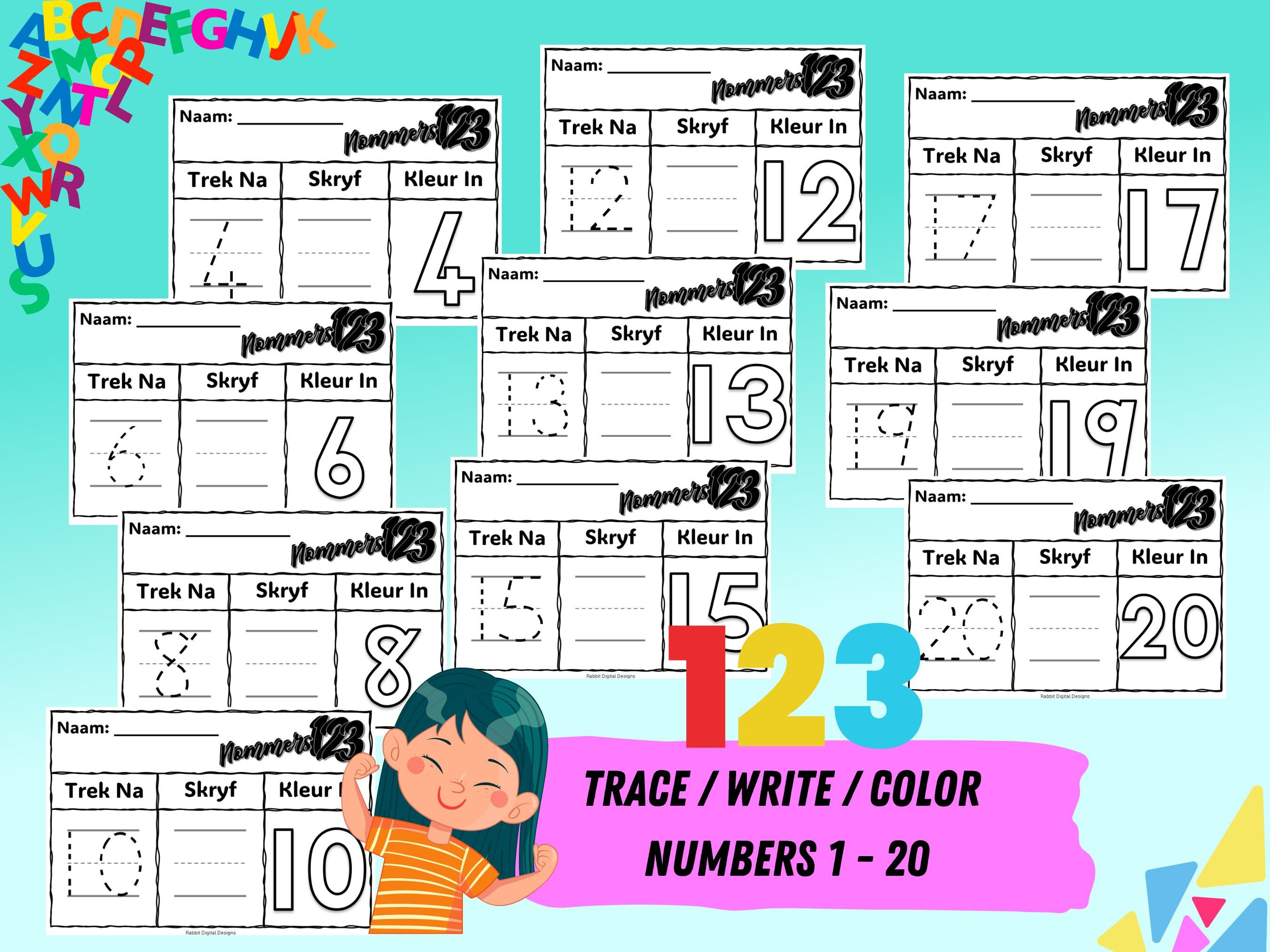 AFR Alphabet & Numbers Workbook / Trace Letters / Color Letters / Trace ...