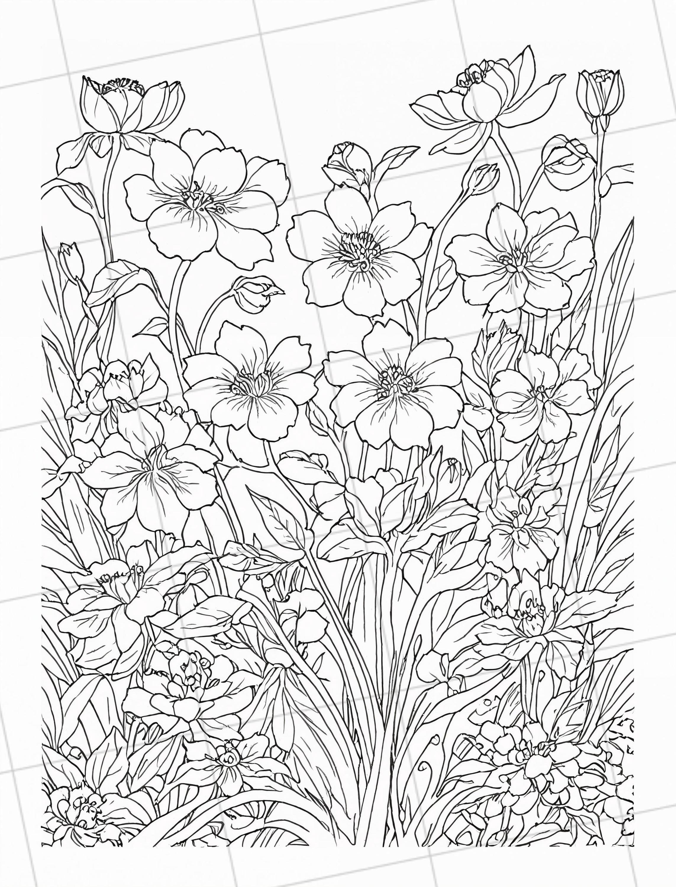 14 PAGES Adult Flower Coloring Pages Floral Design Coloring Pages - Etsy