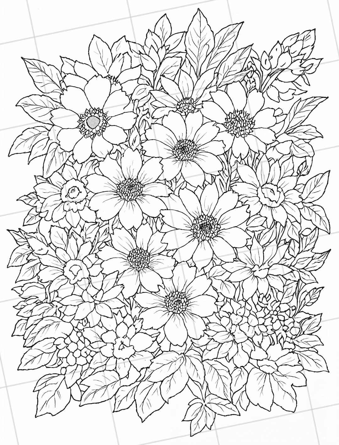 14 PAGES Adult Flower Coloring Pages Floral Design Coloring Pages - Etsy