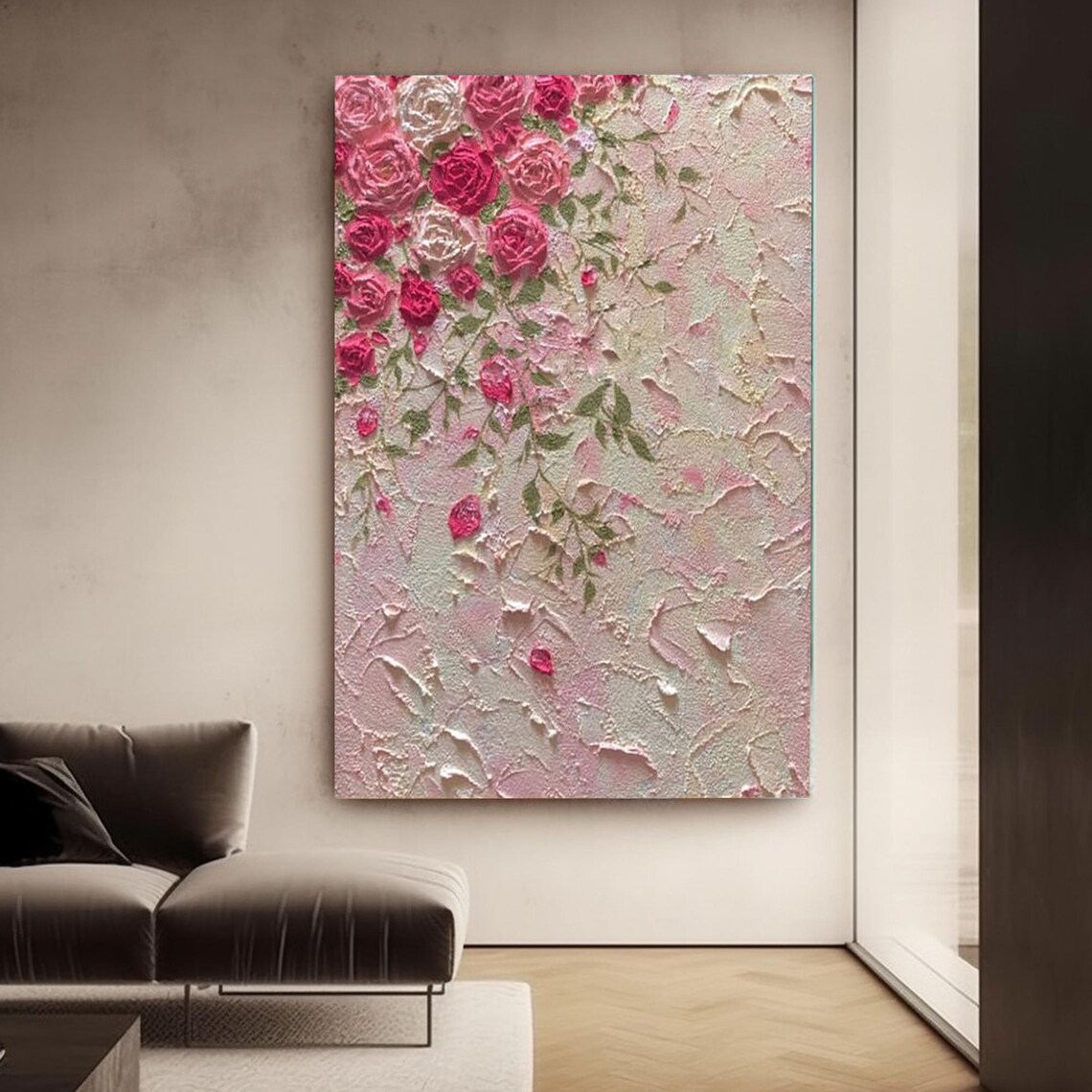 Large Original Rose Flower Oil Painting Abstract 3D Acrylic Texture ...