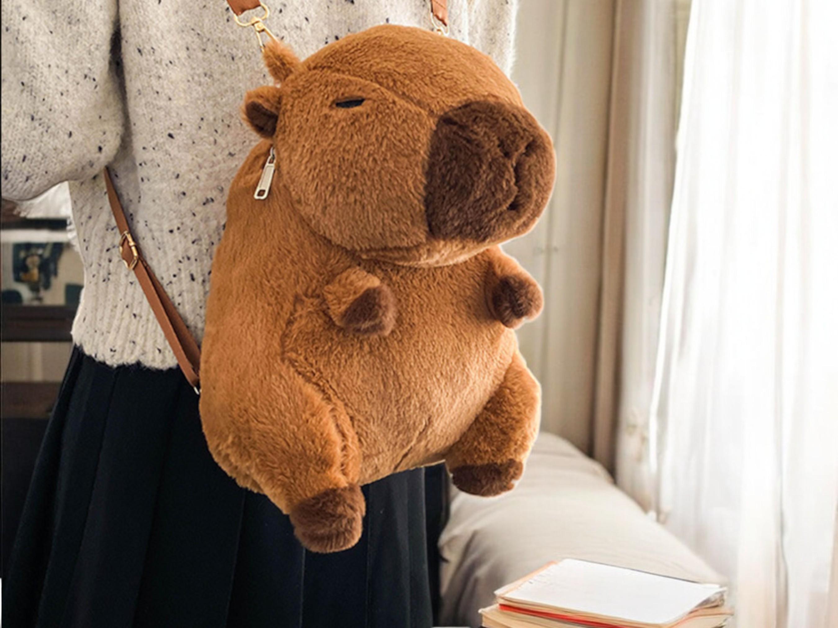 Capybara Plush Backpack | Fluffy Animal Shoulder Bag | Cute School ...
