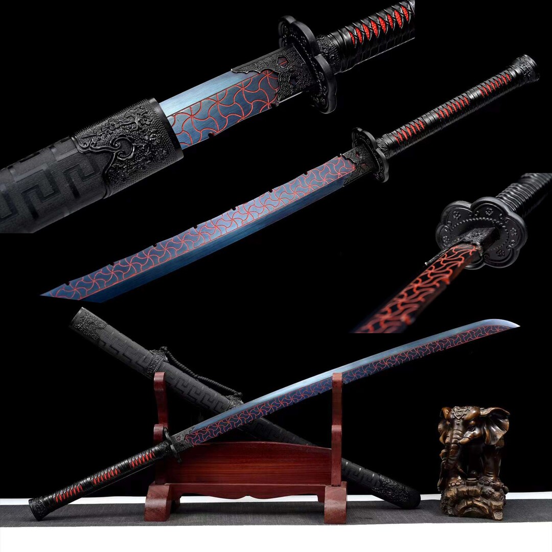 Crimson Shark Sword Handmade High Manganese Steel Real Sword Battle ...