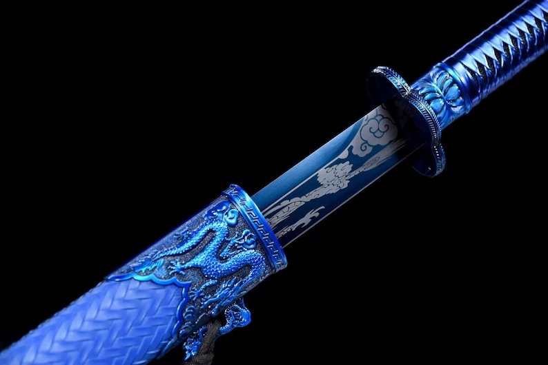 Traveling Dragon Sword Real Blue Sword Handmade Dao Jian Battle Ready ...