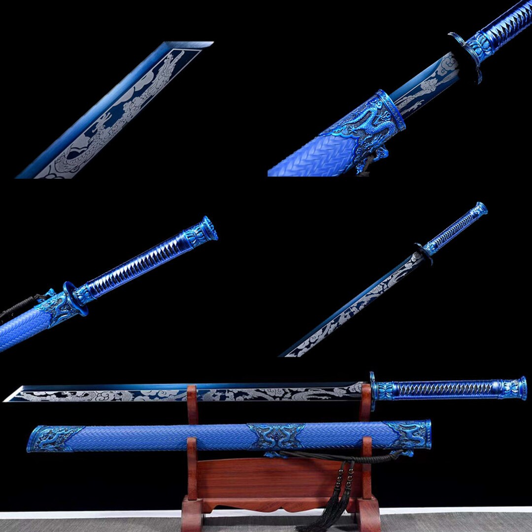 Traveling Dragon Sword Real Blue Sword Handmade Dao Jian Battle Ready ...