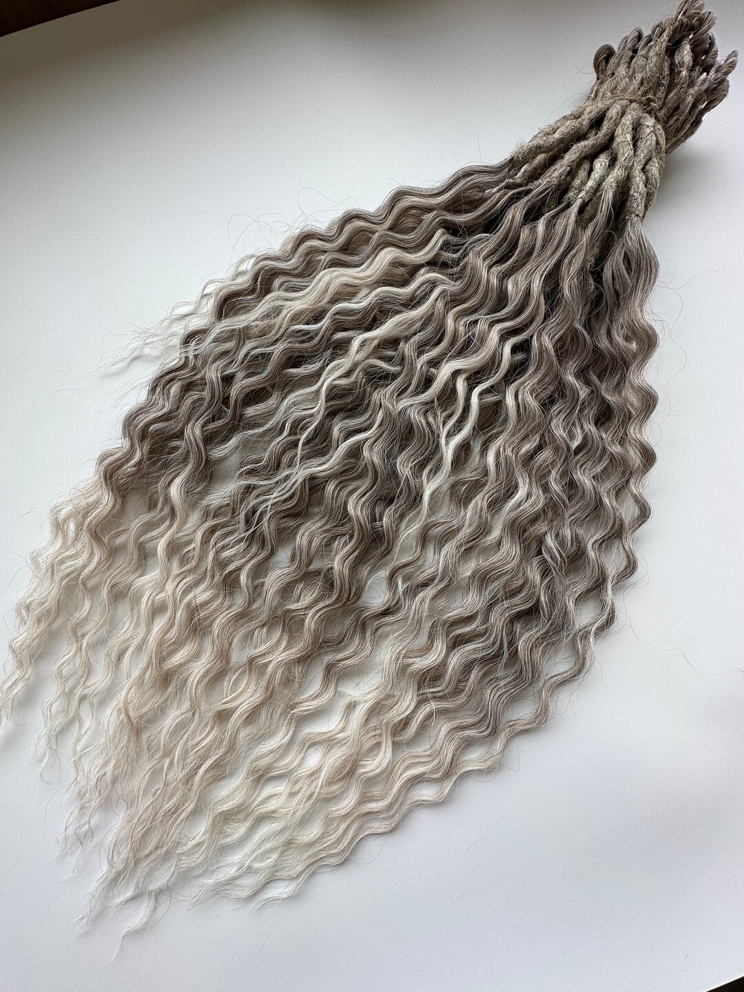 Curly Dreads Ombre Synthetic Dreads Grey to Silver Dreads Extensions De ...