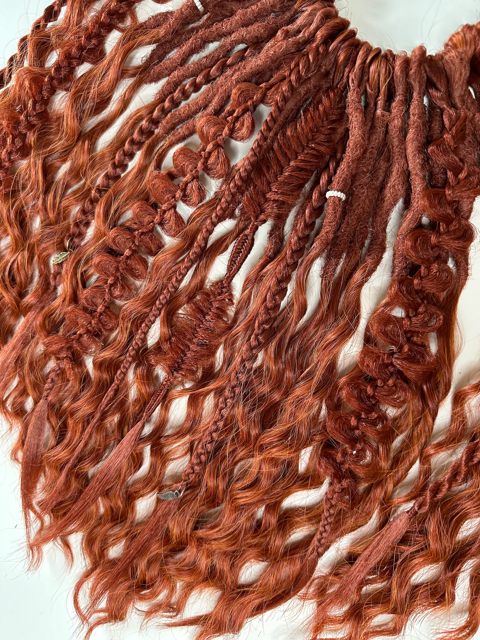 Wavy Ginger Dreadlocks Bronze Red Dreads With Braids Double Ended or ...