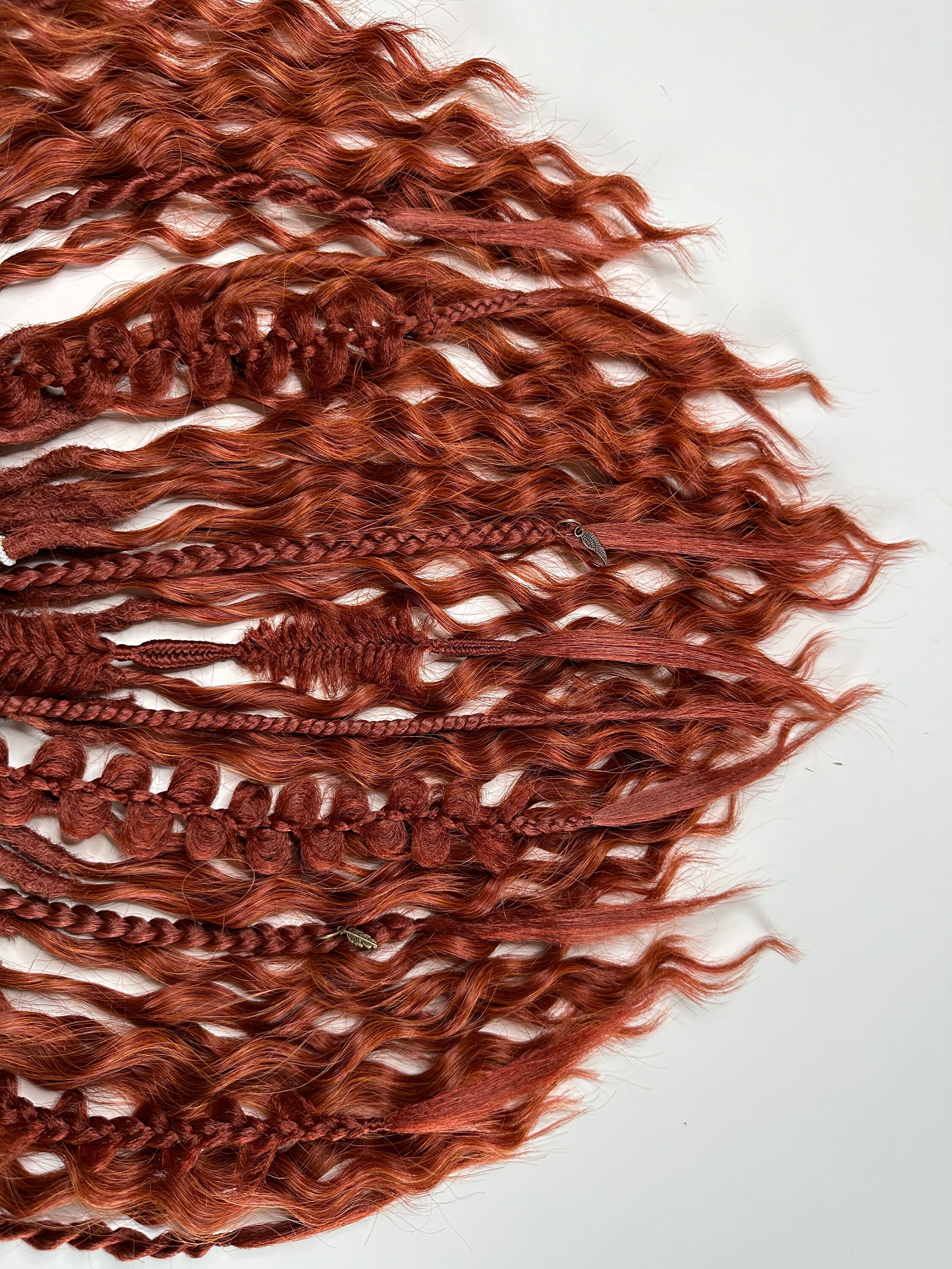 Wavy Ginger Dreadlocks Bronze Red Dreads With Braids Double Ended or ...