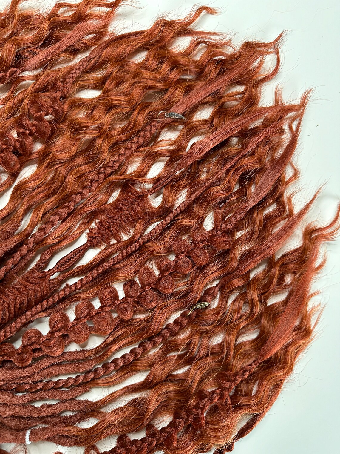 Wavy Ginger Dreadlocks Bronze Red Dreads With Braids Double Ended or ...
