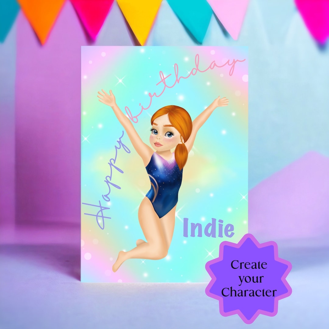 Personalised Gymnast Birthday Cards for Kids, Gymnastic Gifts for ...