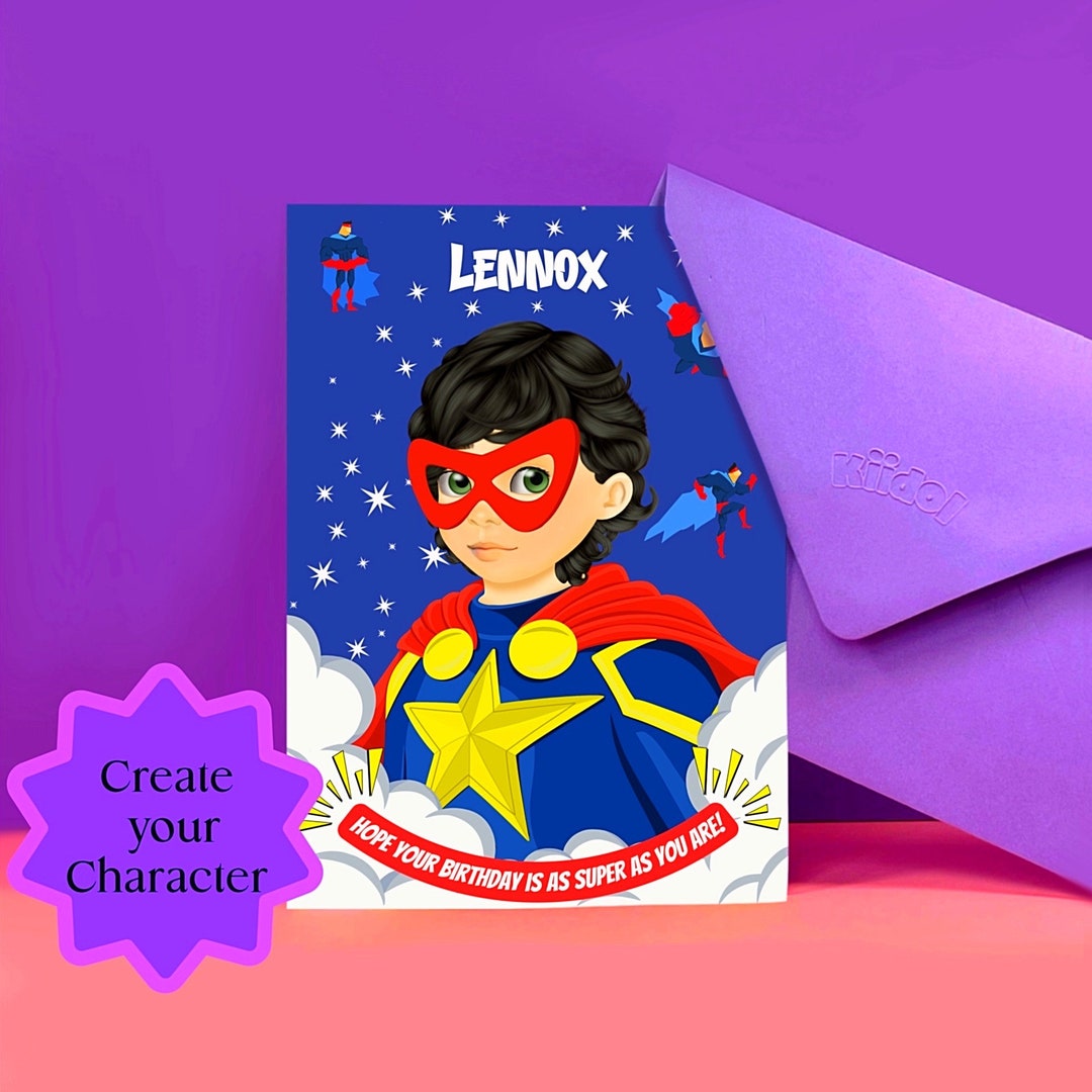 Personalised Superhero Birthday Cards for Kids, Superheroes Greeting ...