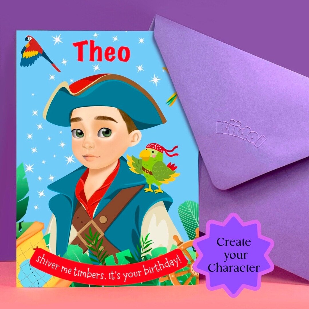 Personalised Pirate Birthday Cards for Kids, Pirates Greeting Cards for ...