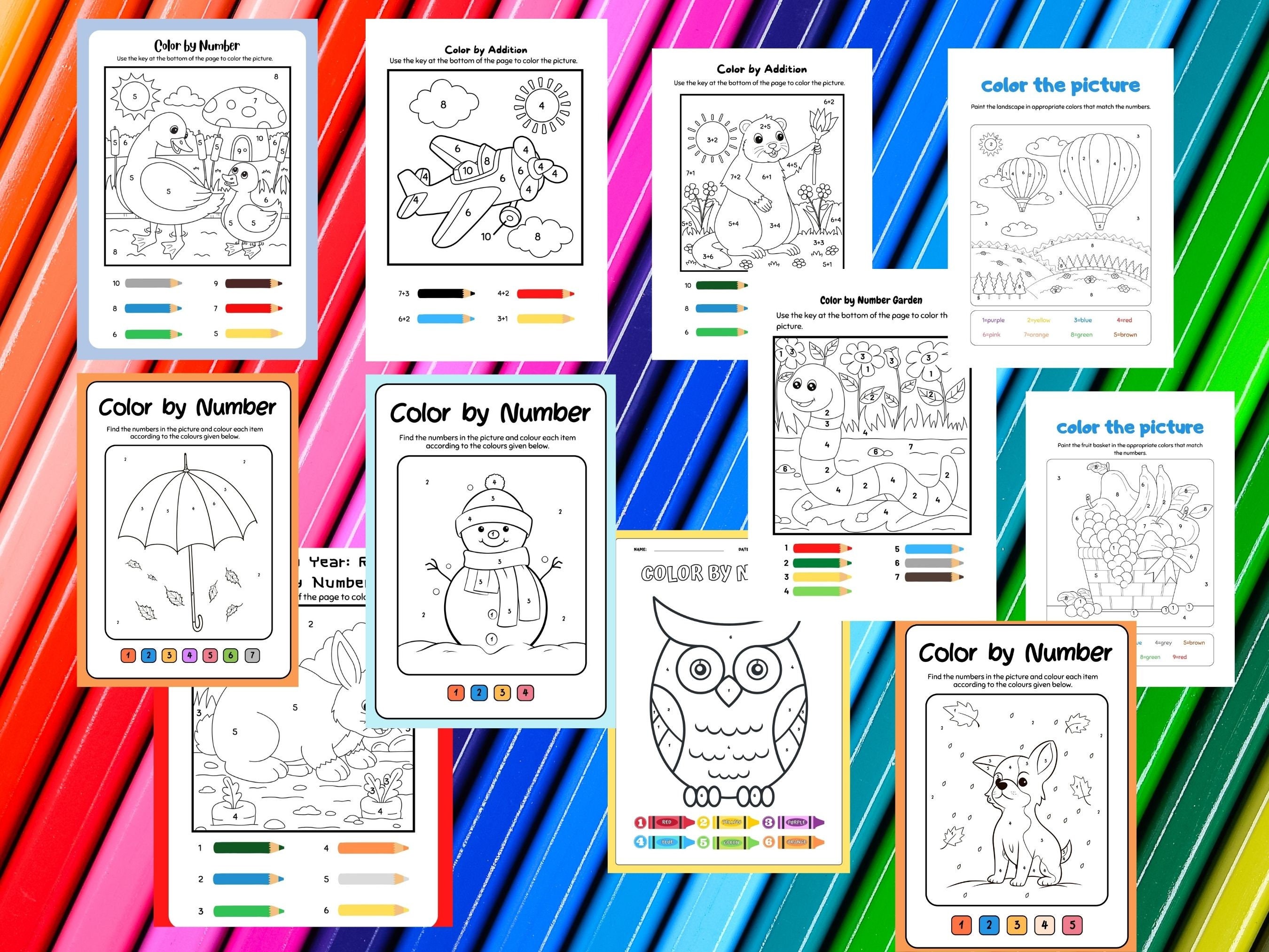 Color by Number, Kids Coloring Book, Kids Coloring Pages, Printable PDF ...