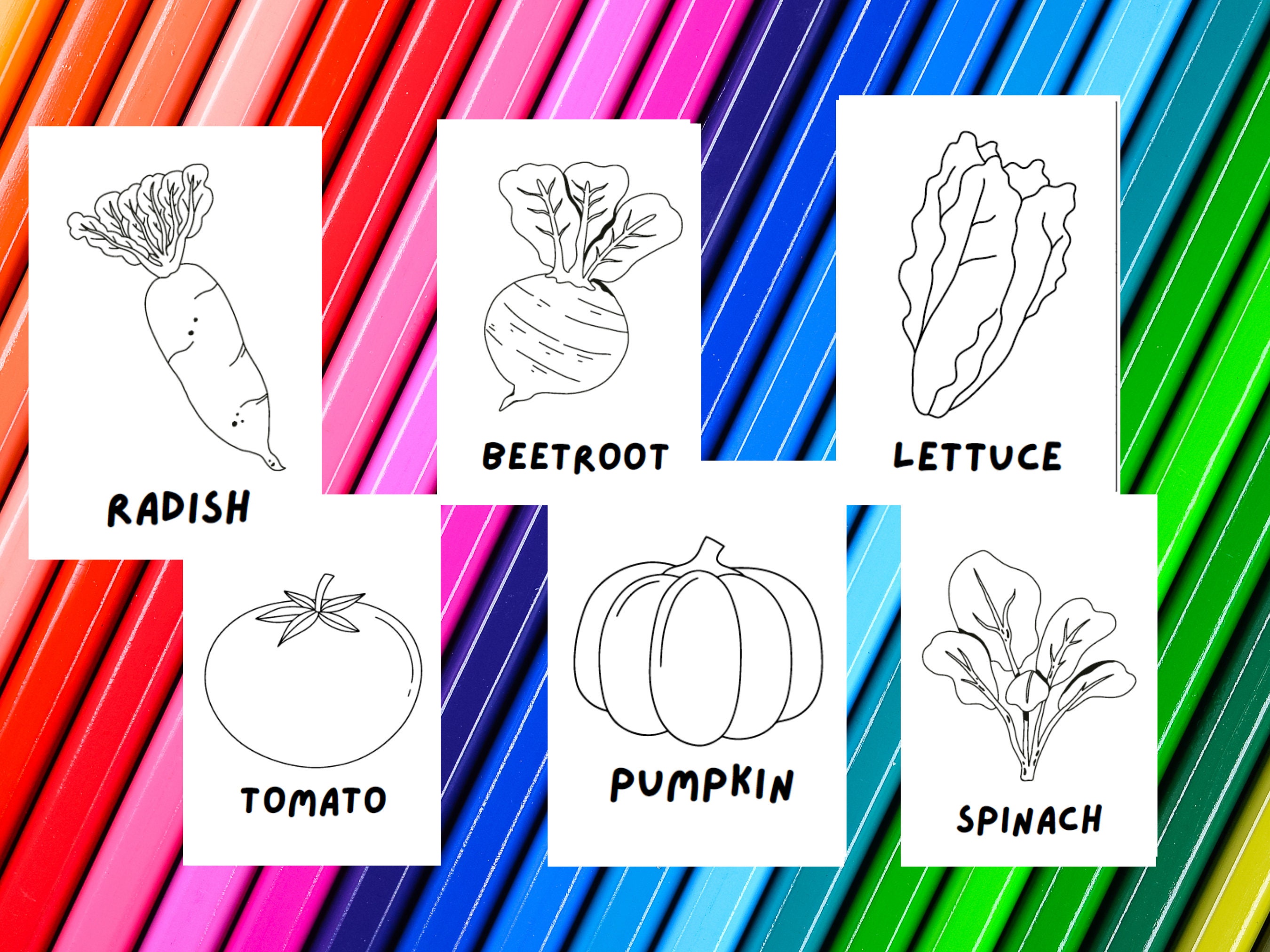 Vegetables Coloring Pages for Kids, Kids Coloring Book, Easy Coloring ...