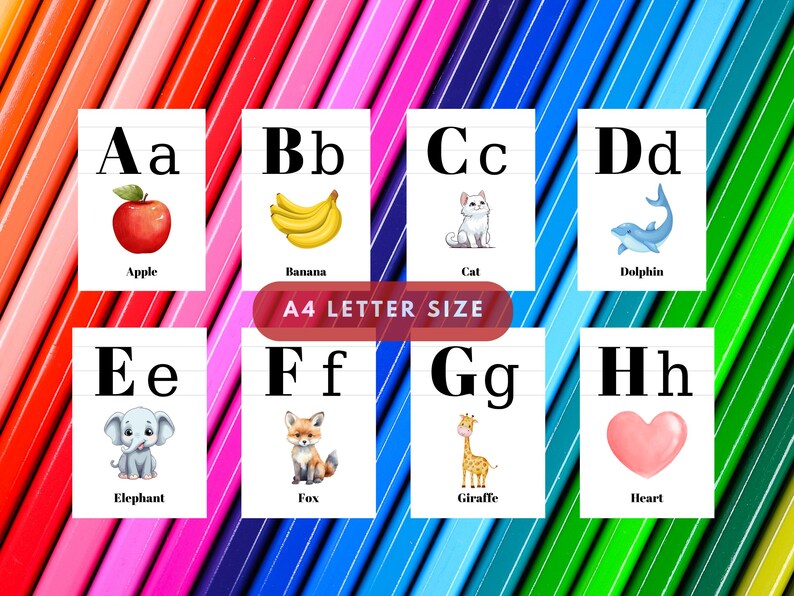 Alphabet Poster for Classroom, ABC Flash Cards, Alphabet Cards, Learn ...