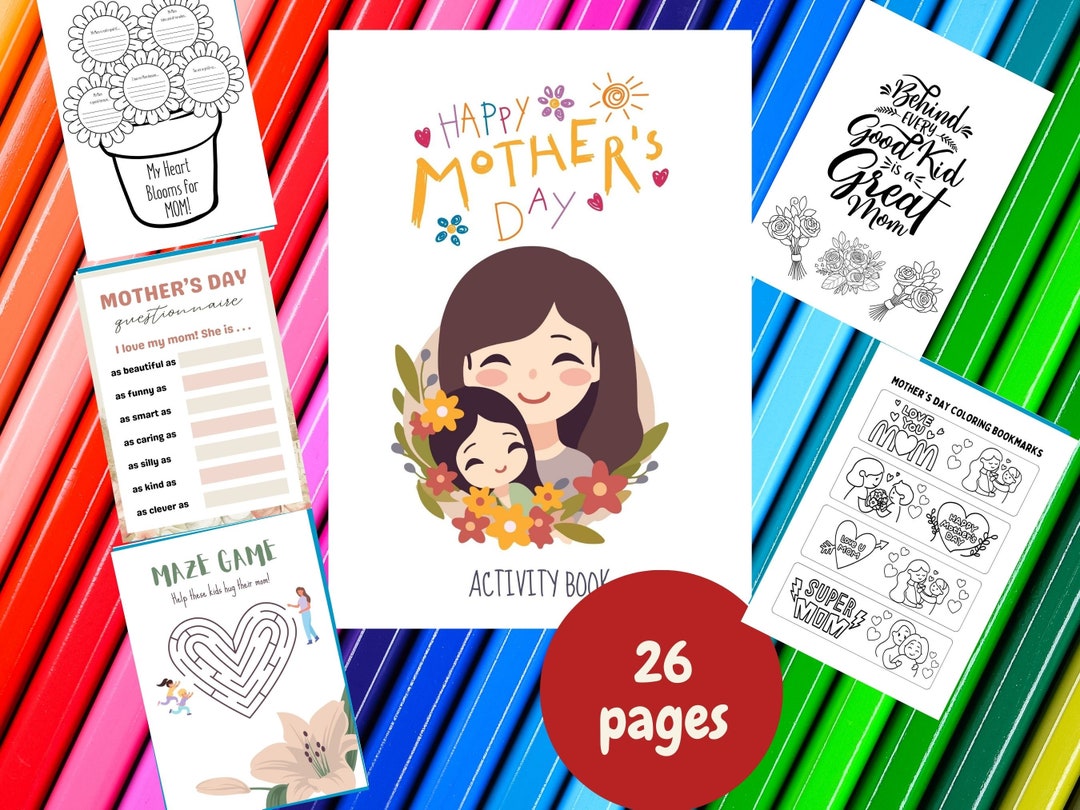 Happy Mother's Day Activity Book, Mother's Day Gift, Kids Activity Book ...