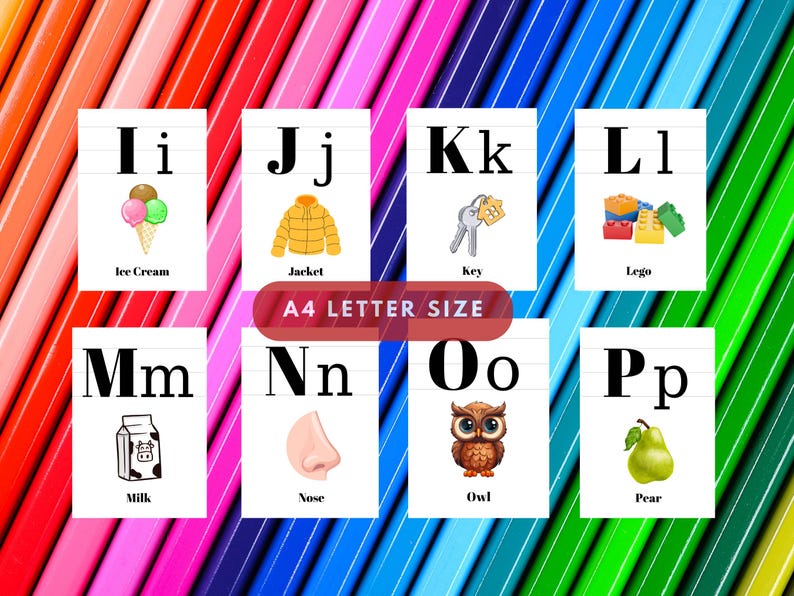 Alphabet Poster for Classroom, ABC Flash Cards, Alphabet Cards, Learn ...