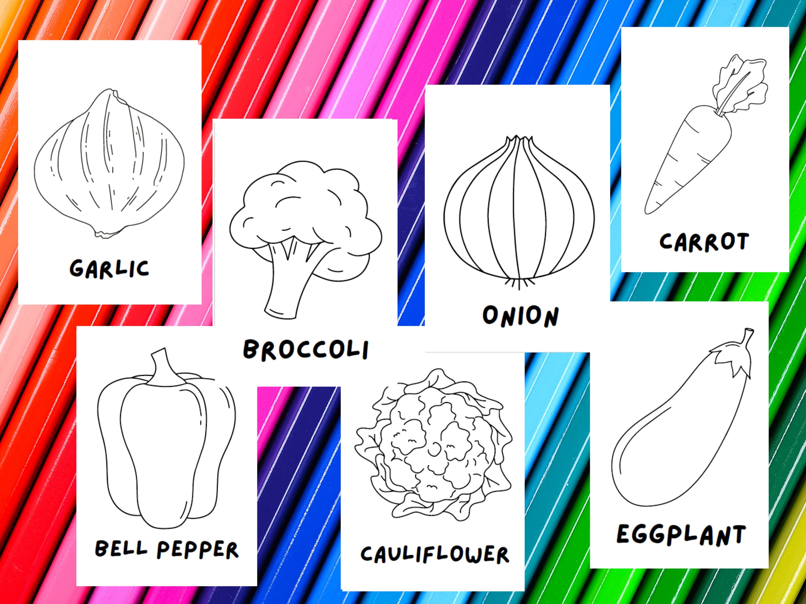 Vegetables Coloring Pages for Kids, Kids Coloring Book, Easy Coloring ...