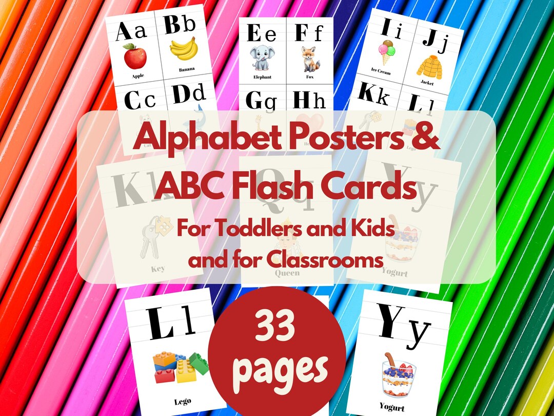 Alphabet Poster for Classroom, ABC Flash Cards, Alphabet Cards, Learn ...